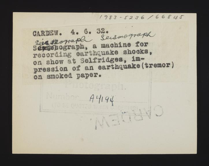A photographic print of Earthquakes, Seismographs | Science Museum ...