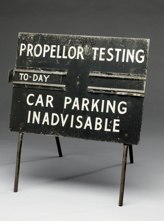 Safety sign from RAE, propeller testing. | Science Museum Group Collection