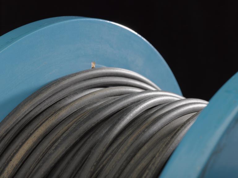 Coil of 7mm fibre optic cable on cable drum, 1977 | Science Museum ...