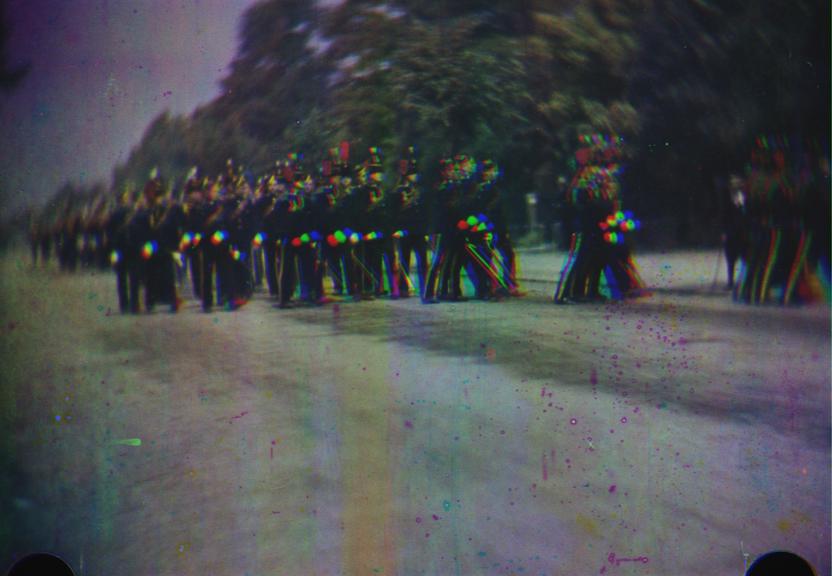 Sequential-frame three-colour process cine film negative: marching ...