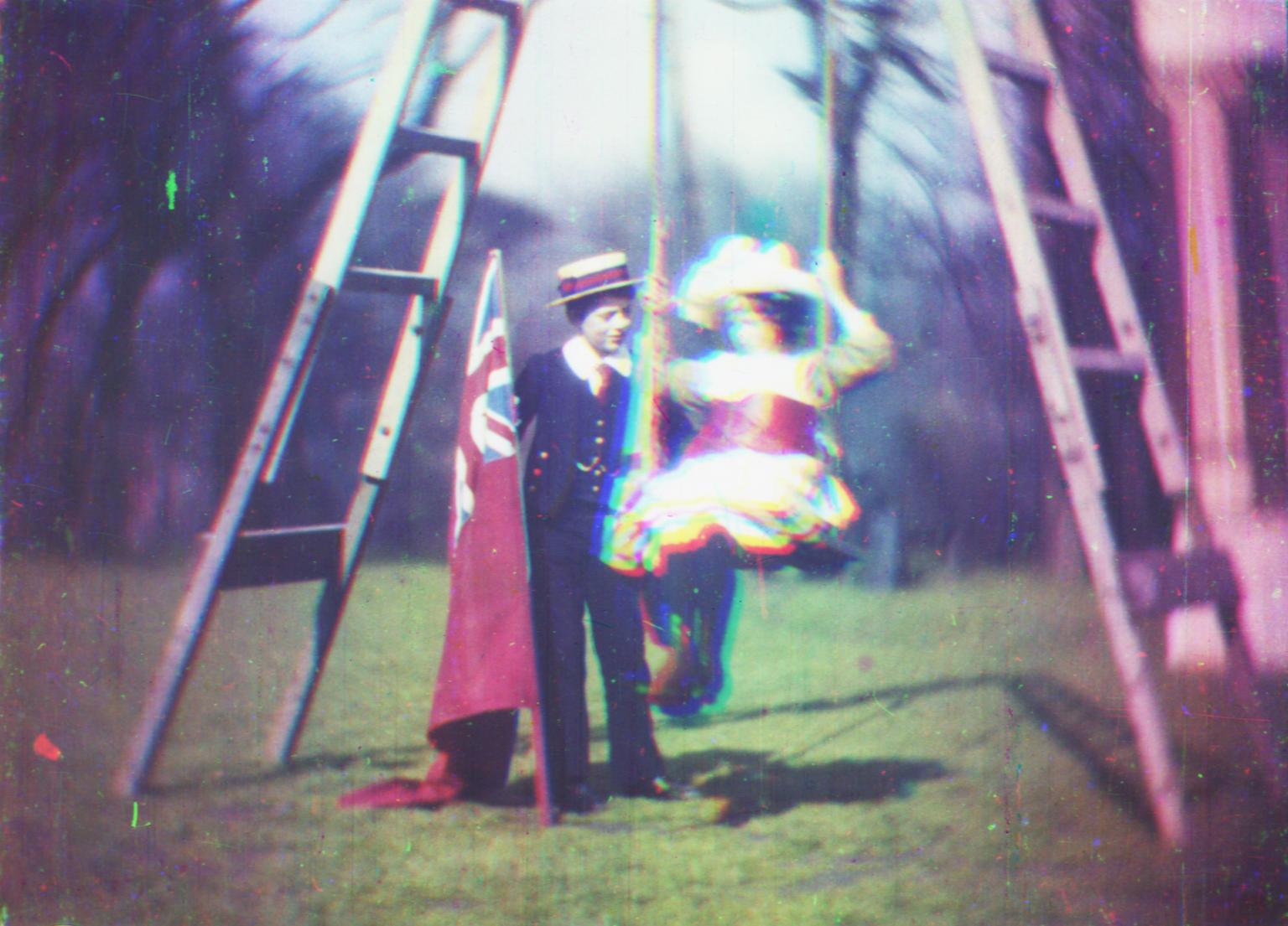 Reel of vintage positive cine film: sequential-frame three-colour ...