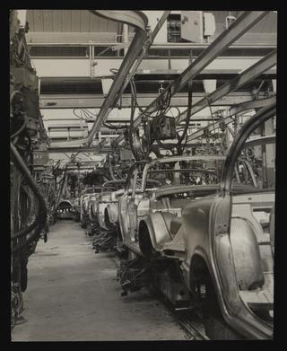A photographic print of Industry, Motor, Assembly Lines, Completed Cars ...