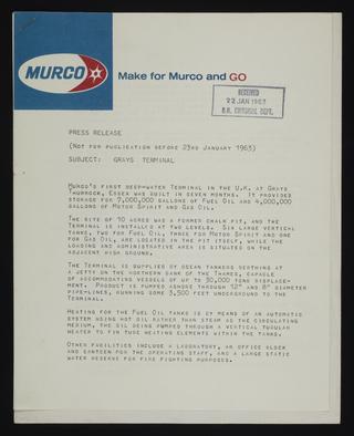 A document of Industry, Fuel & Power, Oil - Terminals - Cardiff, Grays ...