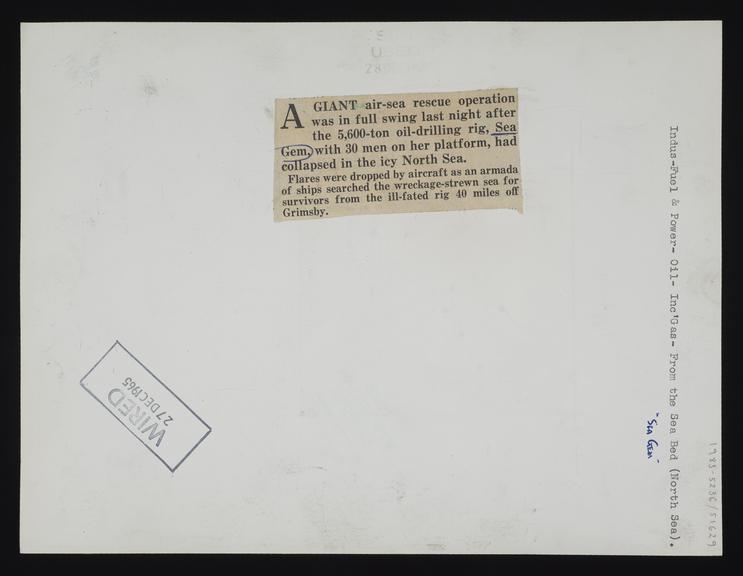 A document of Industry, Fuel & Power, Oil & Gas From Sea Bed (North Sea ...