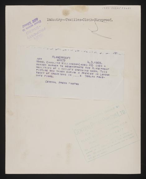 A photographic print of Industry, Textiles - Cloth, Fire-Proof, Non ...