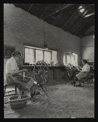 A photographic print of Industry, Textiles - Wool, Spinning Wheel ...