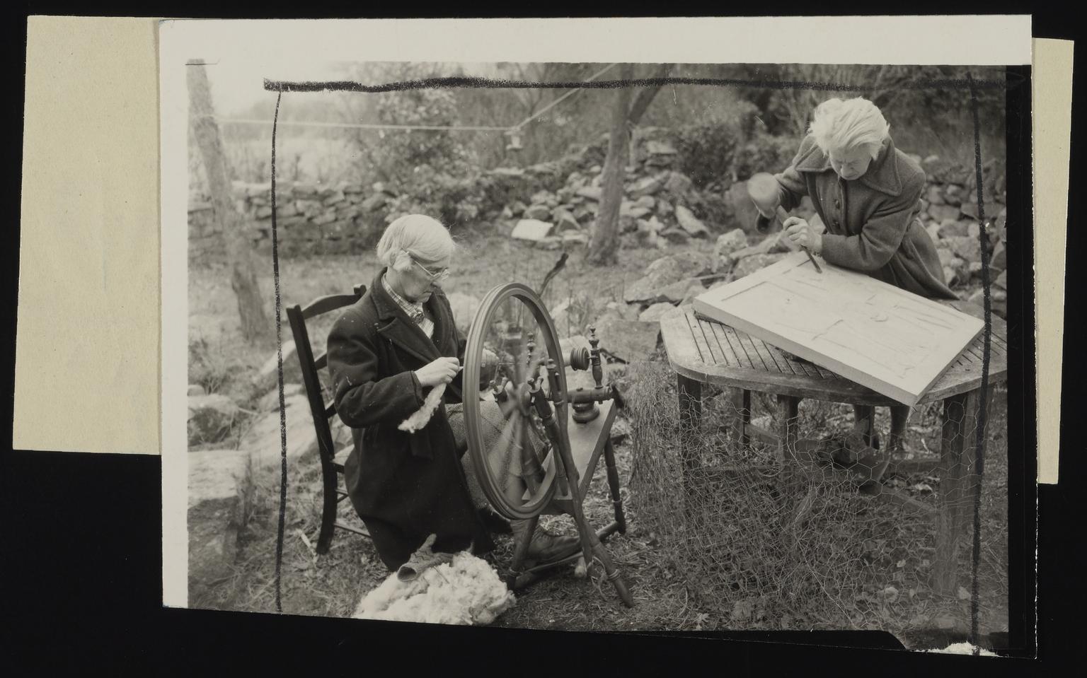 A photographic print of Industry, Textiles - Wool, Spinning Wheel ...