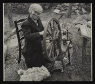 A photographic print of Industry, Textiles - Wool, Spinning Wheel ...