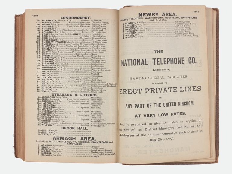 National Telephone Company directory, 1898-1899 | Science Museum Group ...