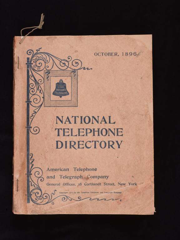 A T & T national telephone directory, October 1896 | Science Museum ...