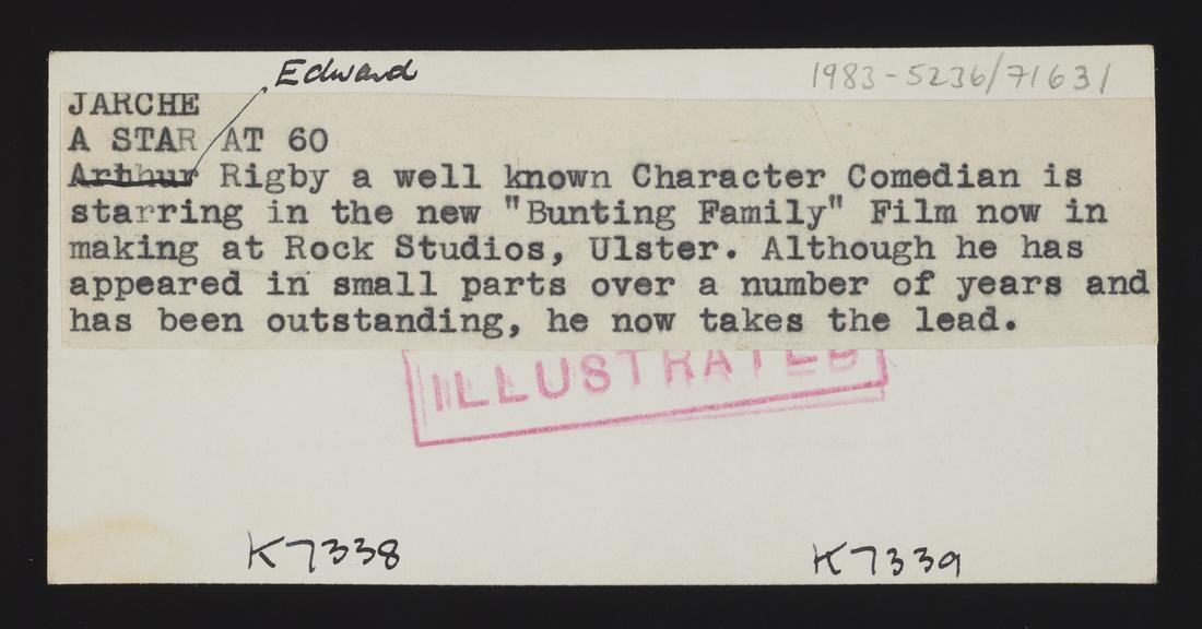 A photographic print of Films, Bunting Family - Salute John Citizen ...