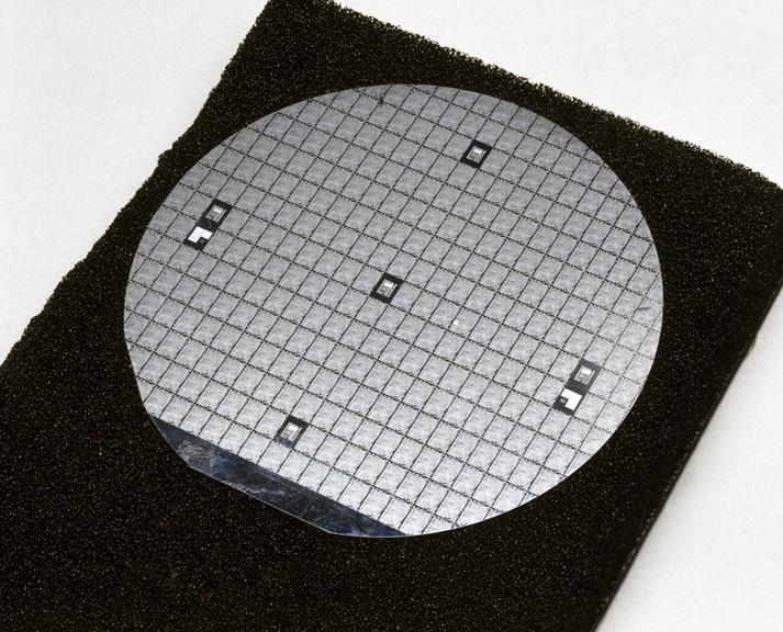 Two Intel 8008 microprocessor chips plus silicon wafer and two Intel ...