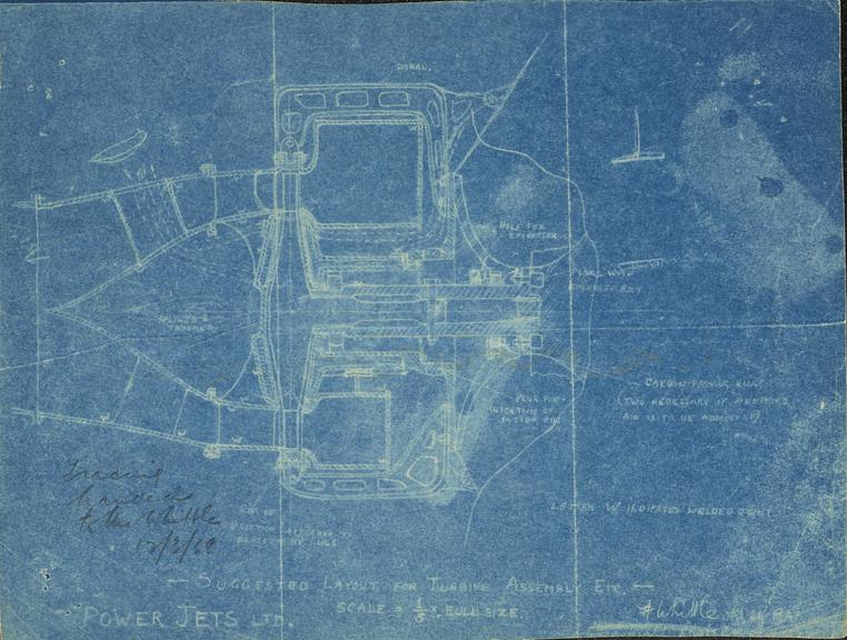 Frank Whittle Jet Engine Blueprints; Three free hand blueprints ...