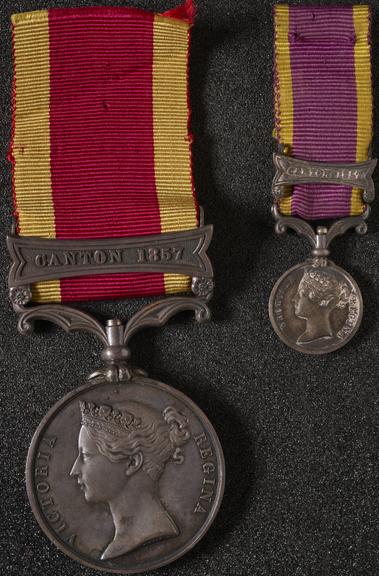 Two silver medals with silk ribbons | Science Museum Group Collection