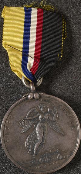 Silver medal with silk ribbon | Science Museum Group Collection