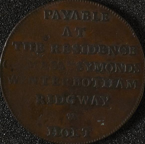 Middlesex token, Newgate, 1795. | Science Museum Group Collection