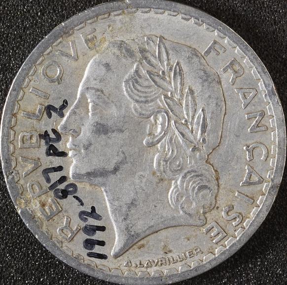 5 francs coin | Science Museum Group Collection
