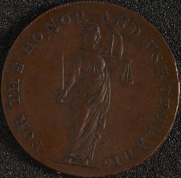 Dublin halfpenny token for grocer, 1794 | Science Museum Group Collection