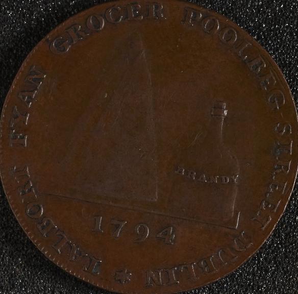 Dublin halfpenny token for grocer, 1794 | Science Museum Group Collection