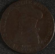 Emsworth halfpenny token, 'The wooden walls of old England', 1795 ...