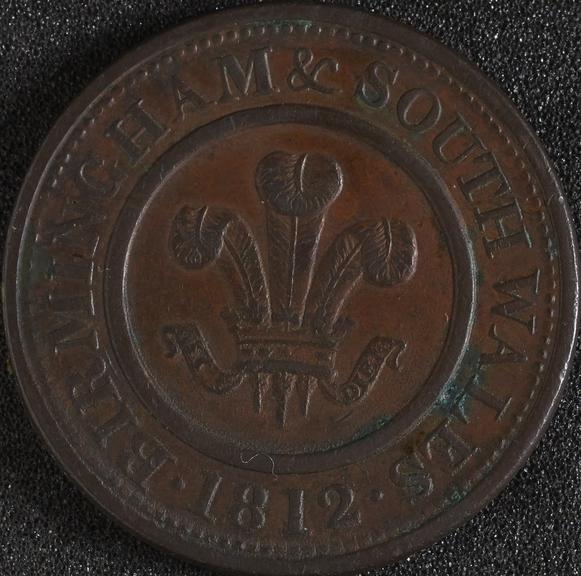 Token, copper, 35mm diameter. Birmingham and South Wales Rose Copper Co ...