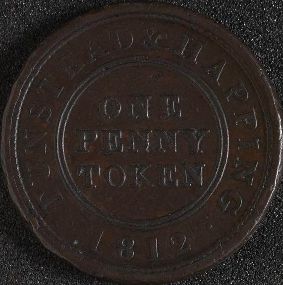 Token, copper, 35mm diameter. Tunstead and Happing workhouse penny ...