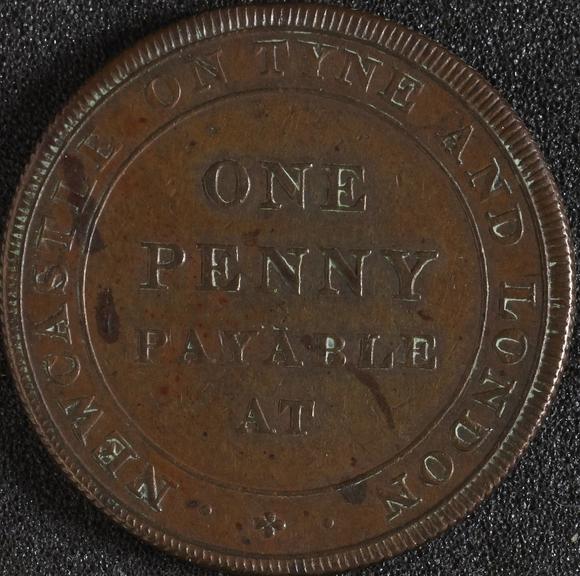 Newcastle upon Tyne penny token, 1811. | Science Museum Group Collection