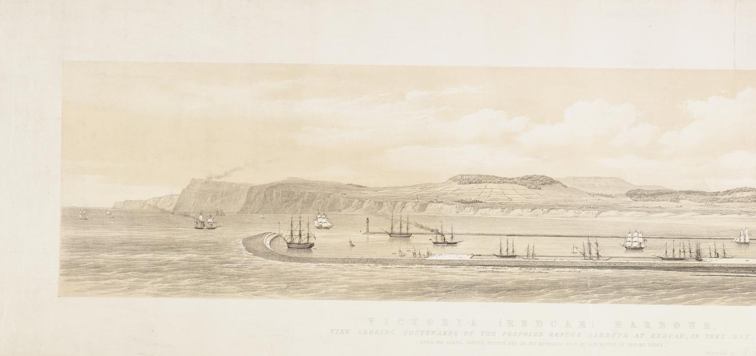 Lithograph: Victoria (Redcar) Harbour | Science Museum Group Collection