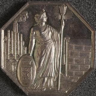 Octagonal silver medal or token | Science Museum Group Collection