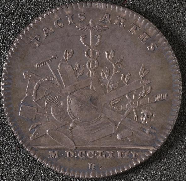 Reeded silver medal commemorating the work of Charles Alexander Loth ...