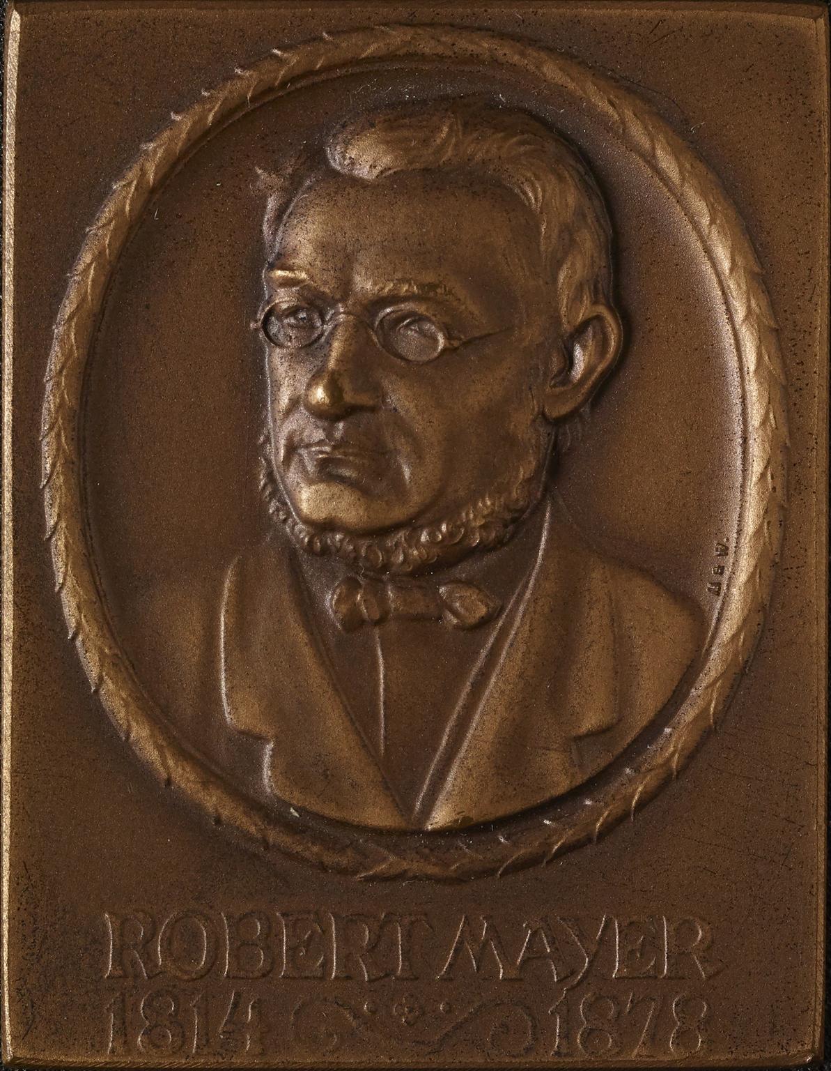 Rectangular bronze plaque depicting Robert Mayer | Science Museum Group ...