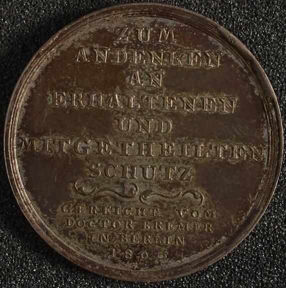 Silver medal commemorating Edward Jenner's discovery of vaccination ...