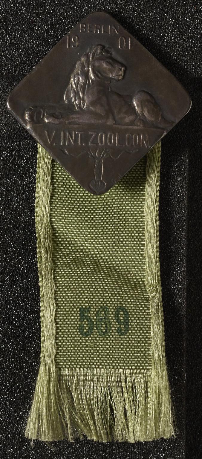 Lapel badge for 5th International Zoological Congress, Berlin | Science ...