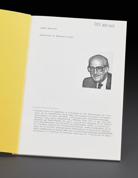 Book with celebratory biography of the physics philosopher Andre ...