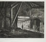 Engraving: The inside of a smelting house near Broseley Shropshire ...