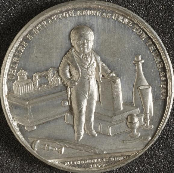 Circular white metal medal to commemorate Charles Stratton | Science ...