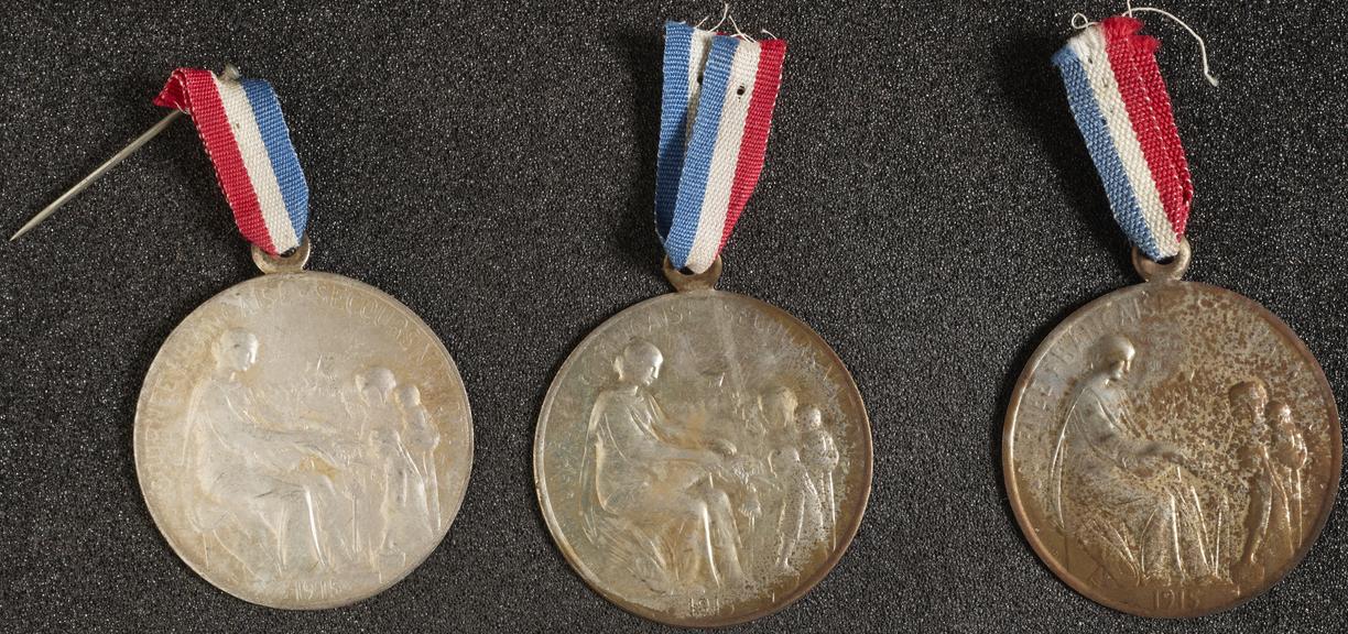 Three metal badges | Science Museum Group Collection