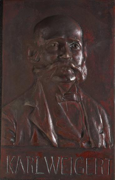 Rectangular bronze plaque depicting R. Weigert | Science Museum Group ...