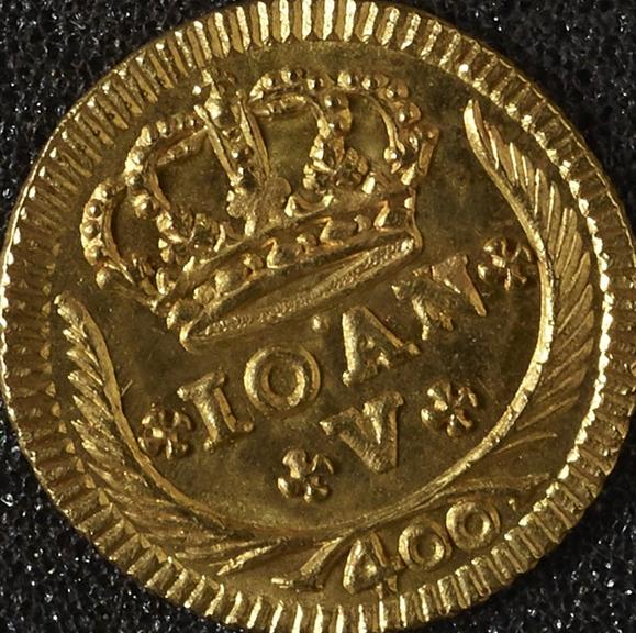 Gold 18th Century Coin with Crown and Palm Tree Symbols | Science ...