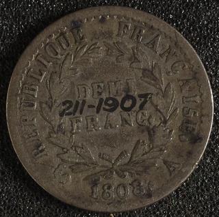 Half-Franc coin of Napoleon I (France) | Science Museum Group Collection