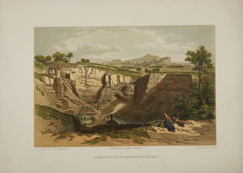 Lithograph, coloured, Craigleith Quarry | Science Museum Group Collection
