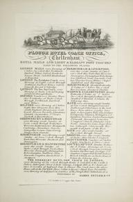 Engraved handbill with vignette heading for the Plough Hotel Coach ...