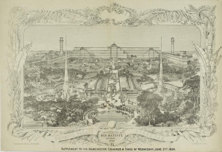 Lithograph 'Crystal Palace Sydenham. Inaugurated by Her Majesty. 10th ...