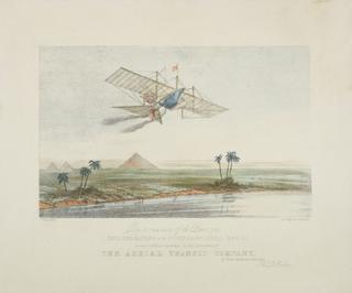 Lithograph by Watson of Henson's "Ariel" above the Pyramids | Science ...
