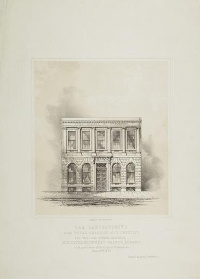 Lithograph, tinted: The Laboratories of the Royal College of Chemistry ...