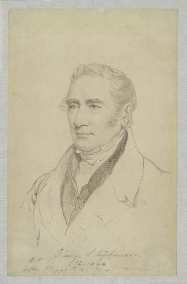 Mounted pencil drawing of George Stephenson | Science Museum Group ...