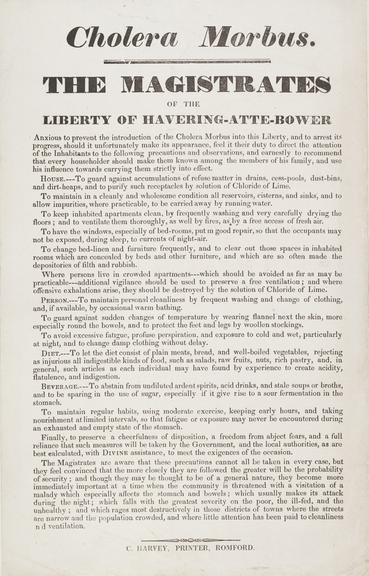 Public notice on cholera, England, 1835-1845 | Science Museum Group ...