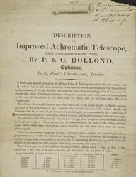 Handbill. Description of the improved Achromatic telescope made with ...