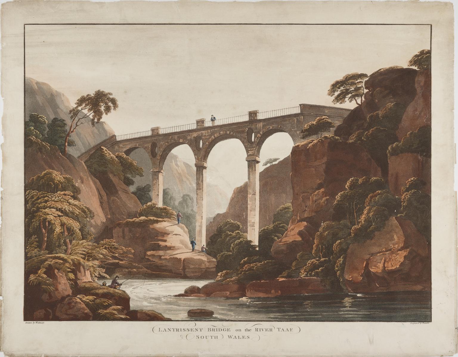 Col. aquatint: Lantrissent Bridge on the River Taaf | Science Museum ...