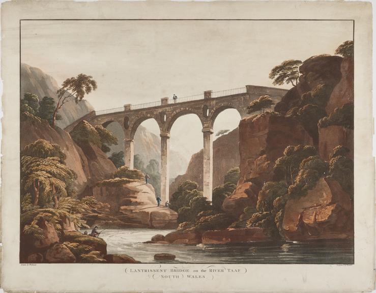 Col. aquatint: Lantrissent Bridge on the River Taaf | Science Museum ...